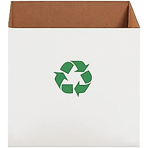 Aviditi 7 Gallon Corrugated Cardboard Trash Can and Recycling Bins with Recycle Logo, 15" x 11" x 15", White, Reuseable and Disposeable Garbage Container for Parties and Outdoor Events, 20 Pack