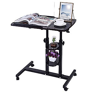 Small Desks for Home Office Small Spaces Bedside Sofa Computer Working Reading Writing Desk Folding Adjustable Mobile Standing Table (Black)