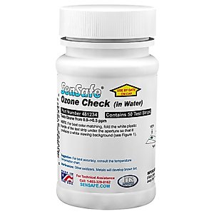 Industrial Test Systems | SenSafe Ozone Check Test Strip 481234 | 0 - >0.5ppm Range | Bottle of 50 | Made in USA | Lowest Detection Levels | 30-Second Test | Drinking Water, Restaurants, & More