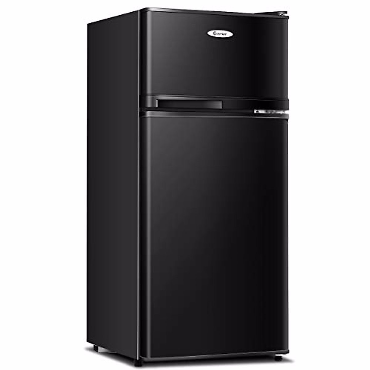 COSTWAY Compact Refrigerator, 3.4 Cu. Ft. Classic Fridge with Adjustable Removable Glass Shelves, Mechanical Control, Recessed Handle, Fridge Freezer for Dorm, Office, Apartment, Black