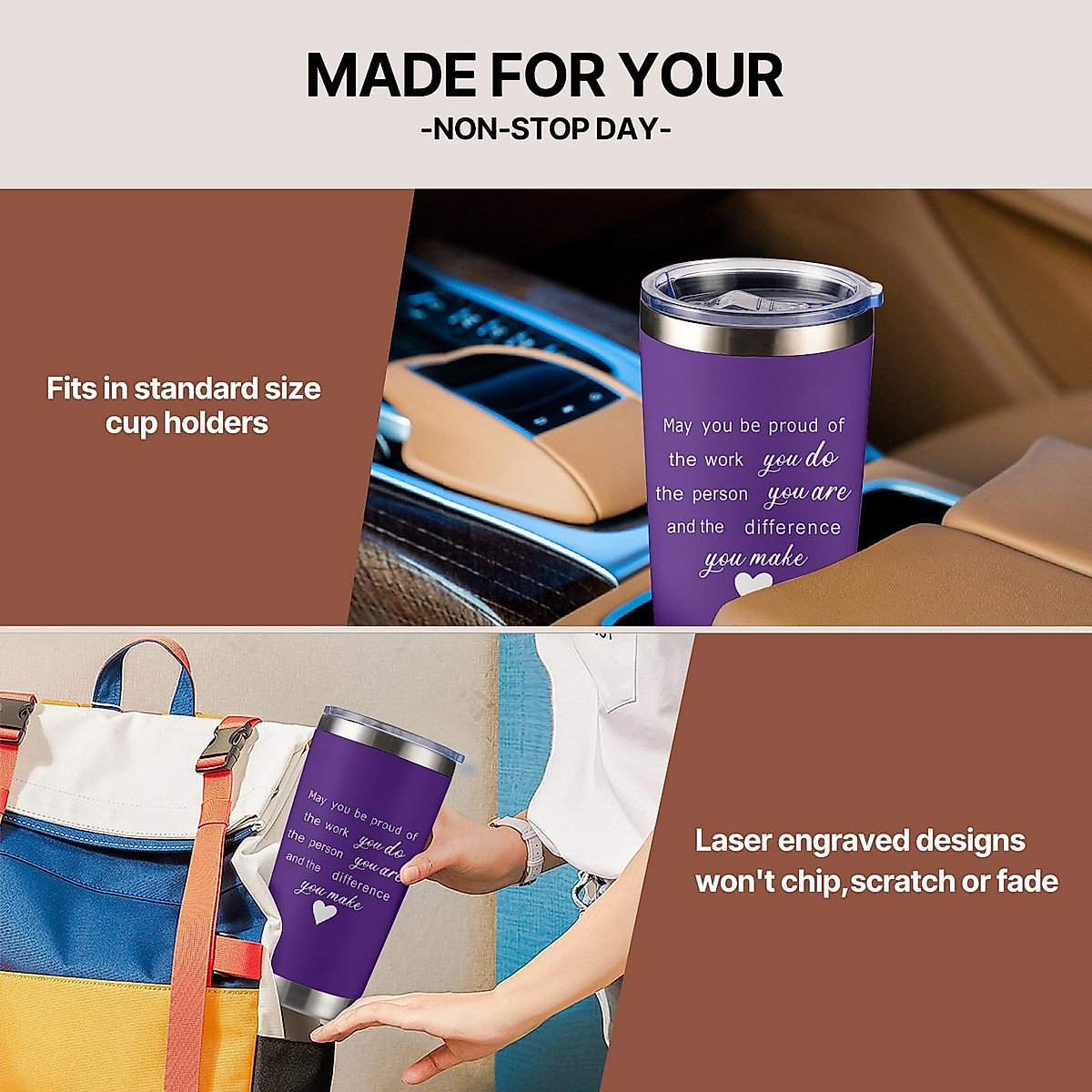 WFSJRED May You Be Proud Of The Work You Do 20 oz Insulated Tumblers with Lid & Straw | Employee Appreciation Gifts Stainless Steel Travel Coffee Wine Tumbler Mug (MAY Tumblers)