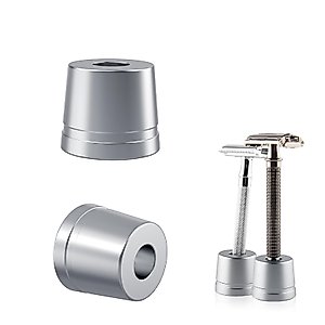 Linkidea 2 Pack Safety Razor Stand, Opening Dia 0.5" (13mm) Men's Shaving Razor Holder, Razor Holder for Bathroom Countertops Compatible with Shaving Revolution (Brushed Silver)