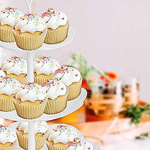 Coitak Plastic Cupcake Stands, 3 Tier Cupcake Stand, Dessert Tower Tray for Tea Party, Baby Shower and Wedding (2 Pack) (Round)