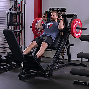 Titan Fitness Plate-Loaded Linear Leg Press and Hack Squat Machine, Rated 875 LB Sled Carriage, Lower Body Specialty Machine