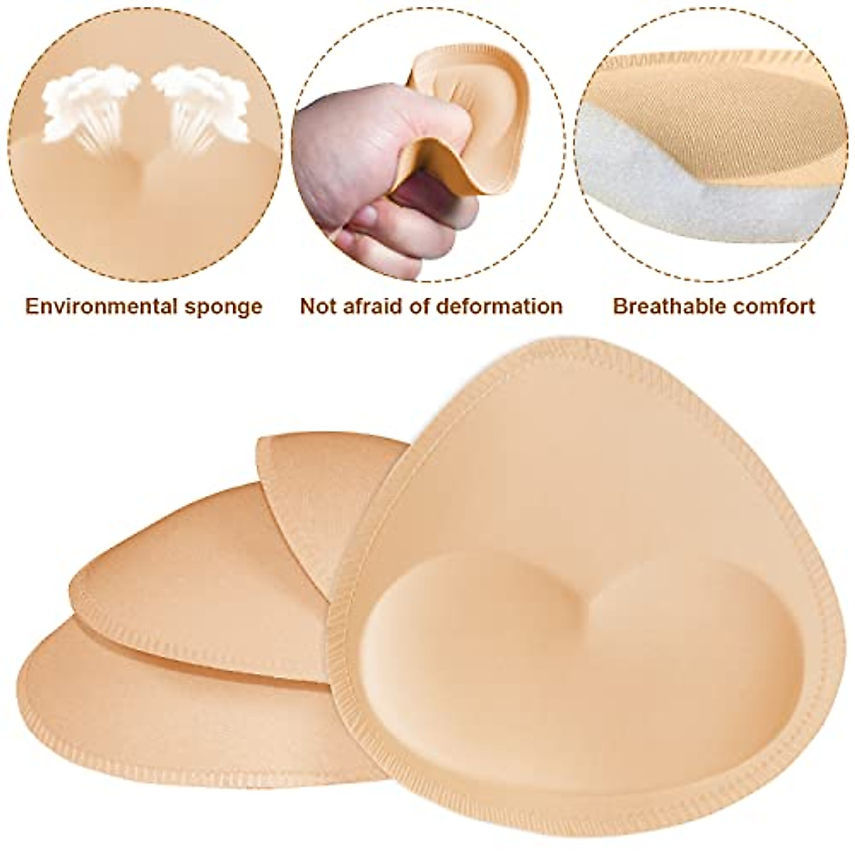 TopBine Removable Bra Pads Inserts Women's Comfy Sports Cups Bra Insert for Bikini Top Swimsuit