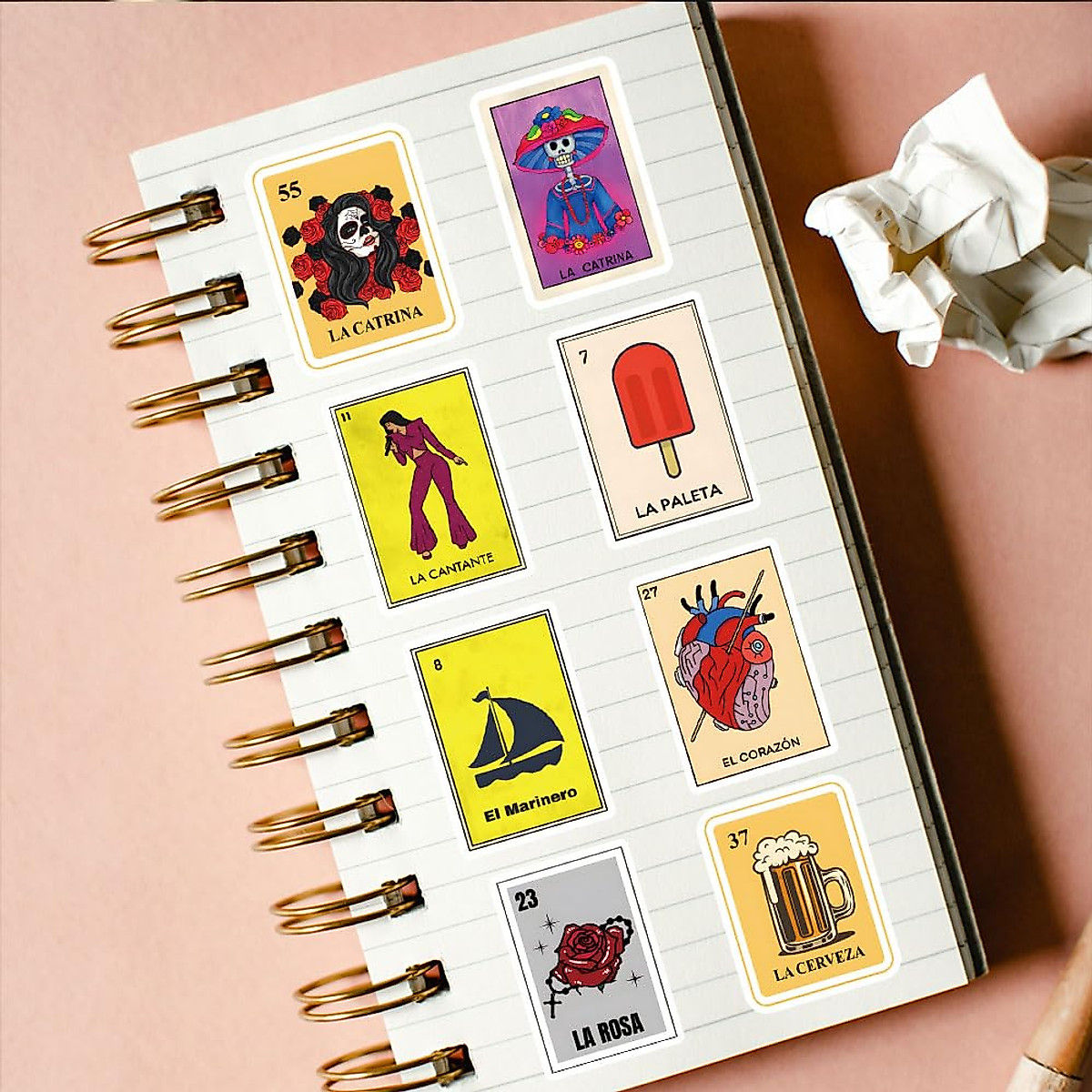 120Pcs Cards Loteria Stickers Pack, Funny Sport Vinyl Waterproof Sticker Decals for Water Bottle,Laptop,Phone,Skateboard,Scrapbooking,Bumper for Kids Teens Adults Fans for Party Supply…