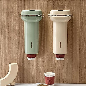 Csnbfiop Paper Cup Dispenser Wall Mounted Cup Storage Cup Holder with Tea Bag Storage Box for Home Offices