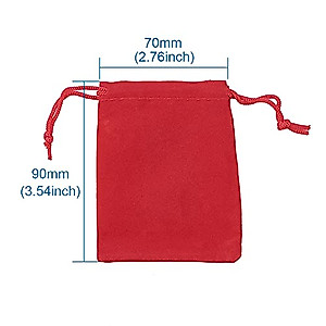 FASHEWELRY 100 Pack Red Drawstring Velvet Bags 3.6x2.8 inch Jewelry Candy Storage Present Packaging Small Pouches for Wedding Party Favor