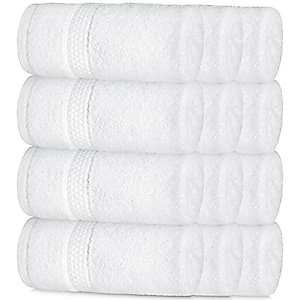 Elaine Karen 12 Pack 100% Cotton White Washcloths – Hotel & spa Absorbent Face Towels, Fingertip Terry Towels, (13'' x 13'')