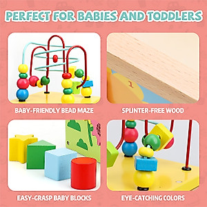 TOY Life Wooden Baby Activity Cube for Toddlers 1-3 Activity Cube Learning Toys for 1 Year Old With Busy Cube Bead Maze for Toddlers 1-3 Educational Toys for 1+ Year old 9 10 Month Old Baby Toys Gifts
