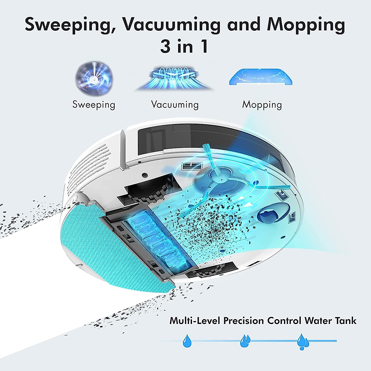 Neabot Q11 Robot Vacuum and Mop, 4000Pa Strong Suction Self Emptying Robotic Vacuum, Wi-Fi / Bluetooth Connectivity, APP & Alexa Control, Multi Floor Mapping, Ideal for Pet Hair, Hard Floor and Carpet