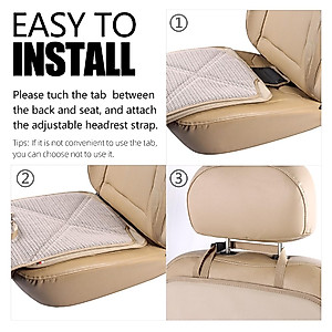 Viaviat Car Seat Protector Leather Waterproof Child Safety Seat Protector Cover with Thick Pad and 2 Large Pockets Durable Kick Mat for All Auto Seat (Beige)