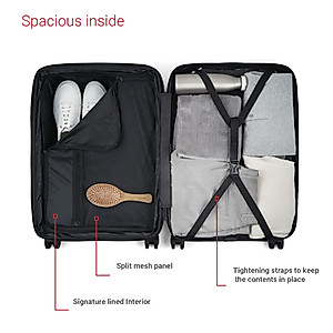 Bugatti Nashville Collection 20 Inch Hard Shell Spinner Carry On Bag for Airplanes, Hardside Expandable Suitcase with 360-Degree Spinner Wheels, Retractable Handle, Airline Approved, Black