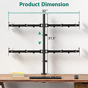 WALI Quad Monitor Desk Mount, 4 Monitor Stand Fits Heavy Duty Computer Screen up to 27 inch, Full Adjustable Monitor Arm Holds up to 22 lbs per Arm (M004), Black
