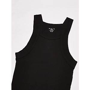 Evolve Men's Cotton Comfort Square Cut Tank Multi Pack, Black, Large