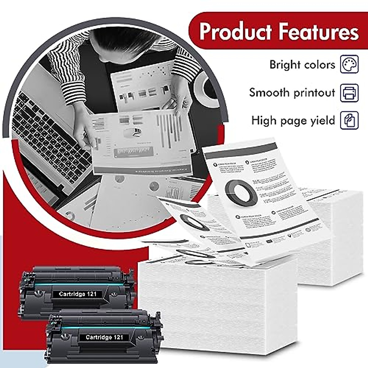 121 Black Toner Cartridge 2-Pack High Yield Compatible Replacement for Canon 121 CRG121 CRG-121 for imageCLASS D1650 D1620 1620 1650 Printer Ink