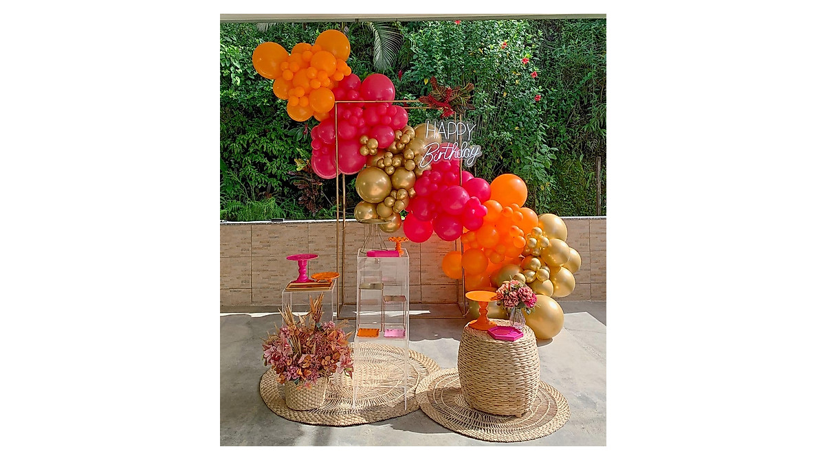 Stylish Birthday Balloons Garland Kit - Orange & Pink