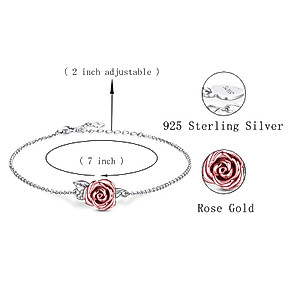 MANBU Rose Cremation Urn Jewelry for Ashes - 925 Sterling Silver Memorial Keepsake Ring Bracelet Necklace Gift for Women, Bereavement Gift for A Loss Of the Loved One (urn bracelet 2)