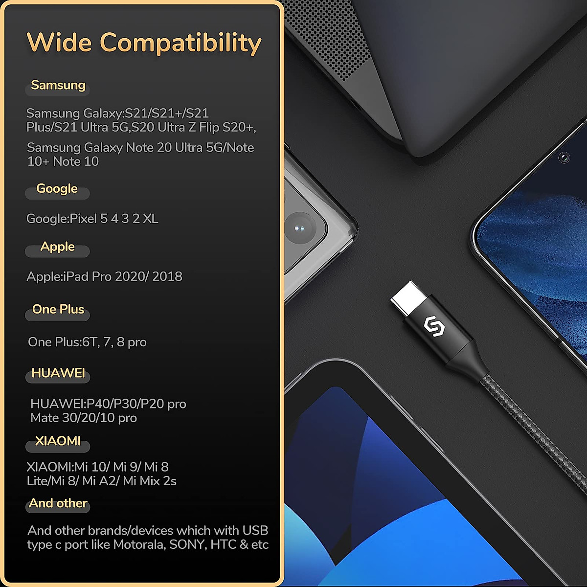 Syncwire Aux to USB C Cord [3.3ft], USB C to 3.5mm Audio Aux Jack Cable for iPhone 15 Pro Max/15 Pro/15 Plus/15, Galaxy S23/S22/S21 iPad Pro Air iPad Pro 2018,Google Pixel 7