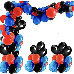 Spiderman Birthday Party Decorations 5 x 3 Ft Backdrop Banner Photography Background and 80 Pcs Latex Balloons Kit Superhero Theme Party Supplies for Indoor Outdoor Living Room Yard