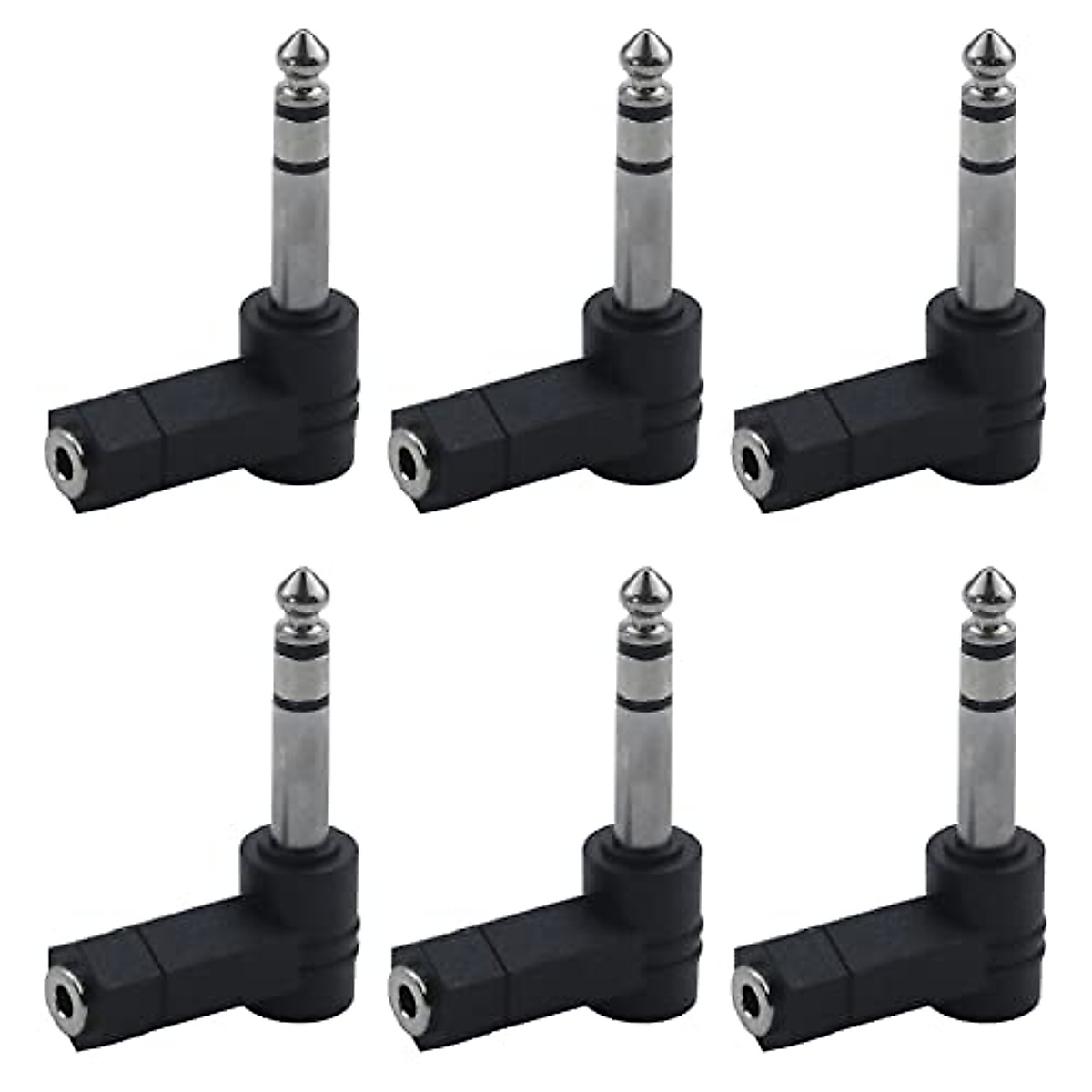 Antrader Right Angle Audio Adapters 3.5mm Stereo Female Jack to 1/4" Stereo Male Plug Headphone Audio Adapter Converter Connector 6pcs