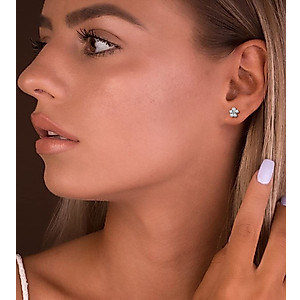 NICEIGHT 15PCS 16G 316L Stainless Steel Cartilage Earring Stud Internal Thread CZ Flower Moon Labret Studs Tragus Helix Monroe Piercing Jewelry Silver