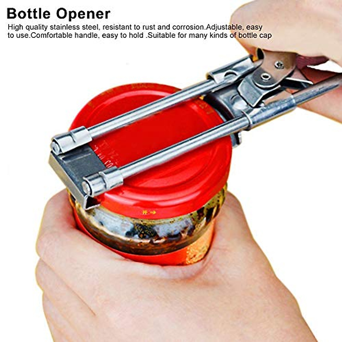 NorthEarth Can Opener, Adjustable Cap Opener, Manual Adjustable Stainless Steel Can Opener Bottle Jar Lid Gripper Kitchen Tool with Smooth Edge for Can/Jar/Bottle, Gripper Jar Opener