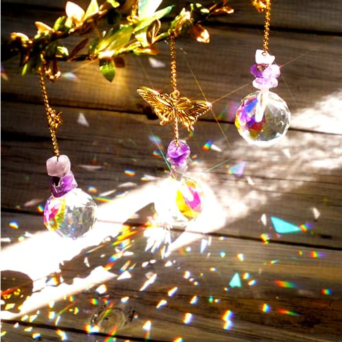 Suncatcher - Amethyst Moon Crystal Sun Catcher Window Hanging, Good Luck Charms Gifts for Women Chrismas Thanksgiving Birthday Crystal