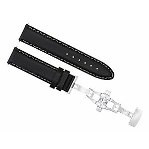 Ewatchparts 20MM SMOOTH LEATHER WATCH BAND STRAP BRACELET DEPLOYMENT CLASP COMPATIBLE WITH IWC BLACK WS