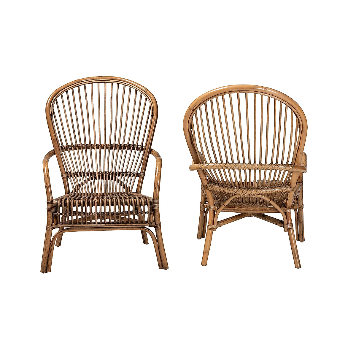 Baxton Studio Varali Chair, Set of 2, Natural Brown