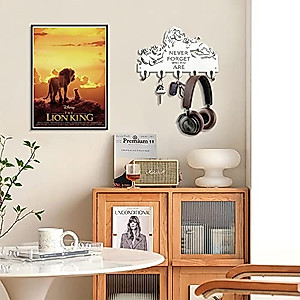 The Lion King,Disney Cartoon Key Hooks,Key Holder, Key Hanger, Wall Hooks,Wall Key Holder, Key Holders, Personalized Gift, Home, Housewarming Gift, Wedding Gift (H5) Black 12inch with 5 Hooks (3) (2)