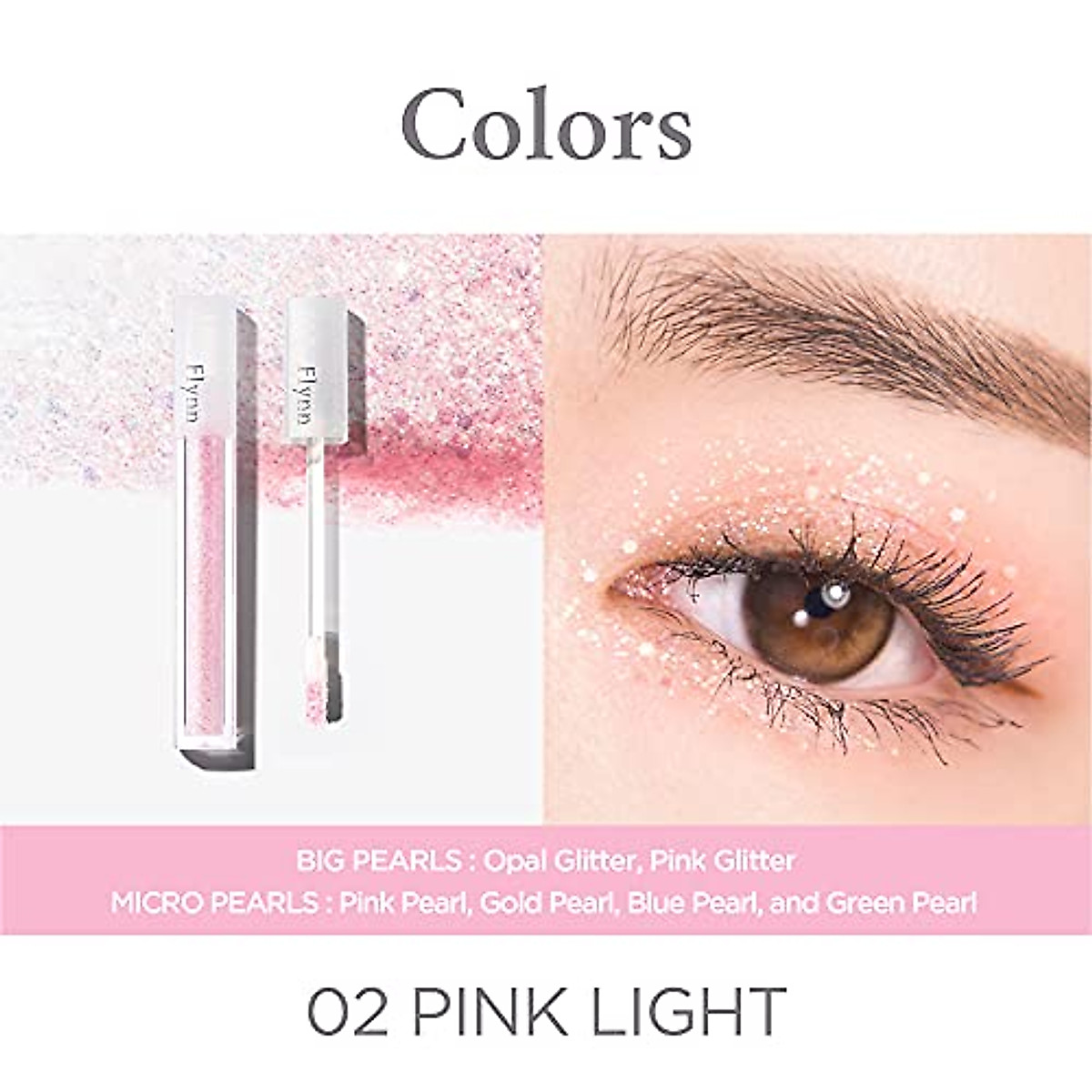 FLYNN Lightcatcher Liquid Glitter Eyeshadow | Long Lasting, Quick Drying, Lightweight Water Texture, No Fall-out | K beauty High-Impact Eye Looks (02 Pink Light) 0.12oz