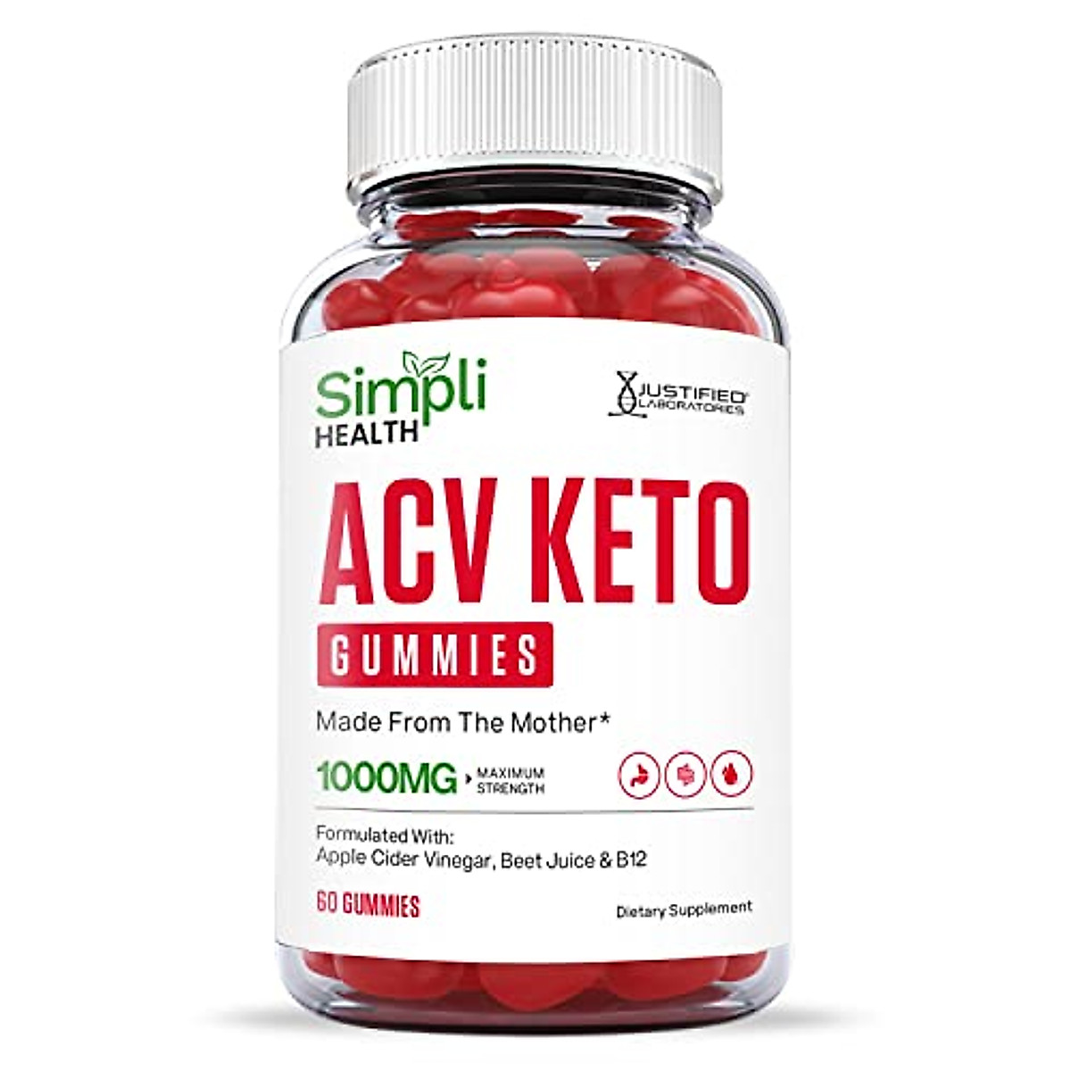 (5 Pack) Simpli Health ACV Keto Gummies 1000MG with Pomegranate Juice Beet Root B12 300 Gummys