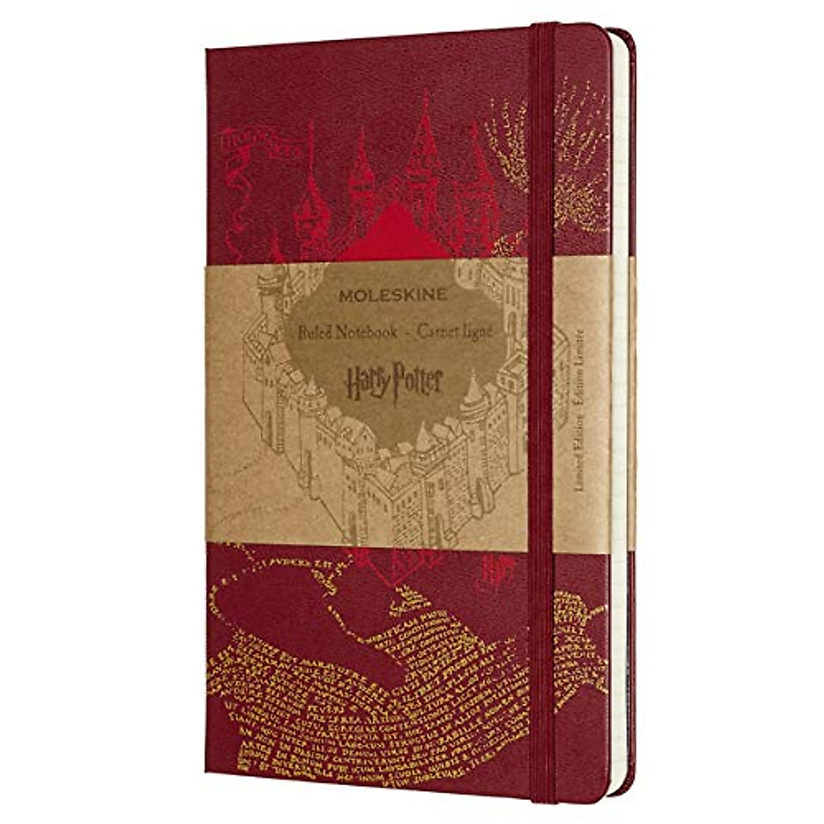 Moleskine Limited Edition Harry Potter Notebook, Hard Cover, Large (5" x 8.25") Ruled/Lined, Bordeaux Red, 240 Pages
