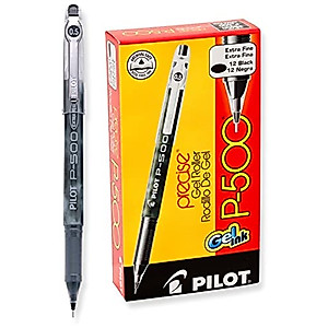 Pilot Precise P-500 Gel Ink Rolling Ball Pens, Extra Fine Point, Black Ink, 6 Pens