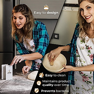 Banneton Bread Proofing Basket By Caesar Bread, 9 Inch Round Sourdough Brotform For Rising Dough Set, Include Cloth Liner, Scraper, Bread Lame, Brush & Recipe Book For Beginners & Professional Bakers