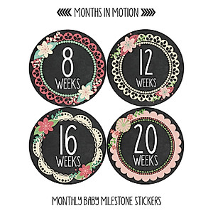 Months in Motion Pregnancy Weekly Belly Growth Stickers - Baby Bump Belly Stickers - Maternity Week Sticker - Pregnant Expecting Photo Prop Keepsake - Expectant Mom Gift - Style 914