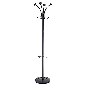 ALBA PMVIENAN Viena Coat Stand, Eight Knobs, Steel, 16w x 16d x 70-1/2h, Black