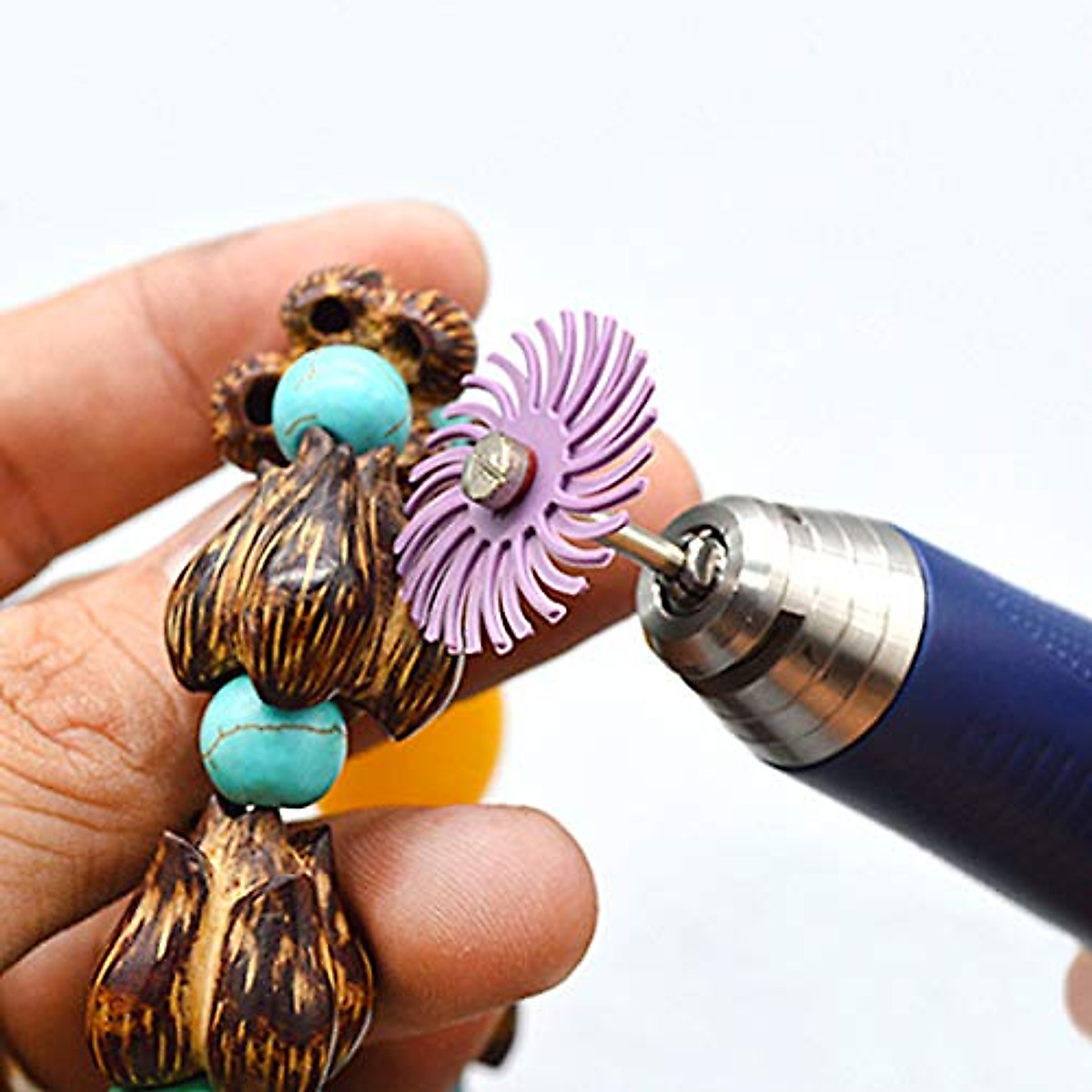 Swpeet 66Pcs 1 Inch 6 Mixed Grit 80/120/220/400/600/1000 Radial Bristle Disc Abrasive Brush Gap Polishing Pad Buffing Wheel Assortment Kit with 1/8" Shank for Rotary Tools Cleaning Finishing Deburring