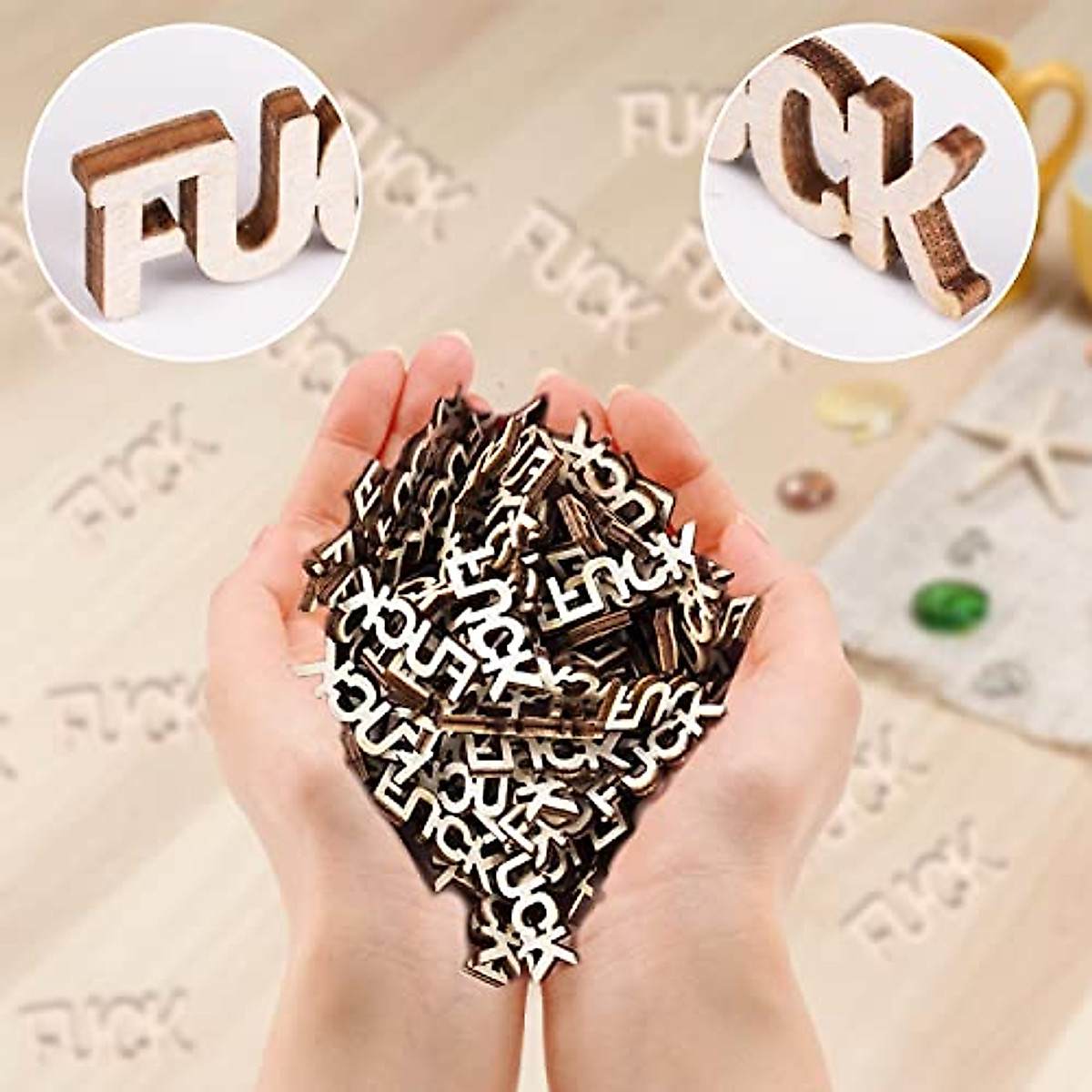 Wooden Fucks 200PCS, Bag of Fuck to Give DIY Jar of Fucks Mini Unfinished Wood Fuck Letters Funny Little Gift for Office Anniversary Birthday Valentines Day