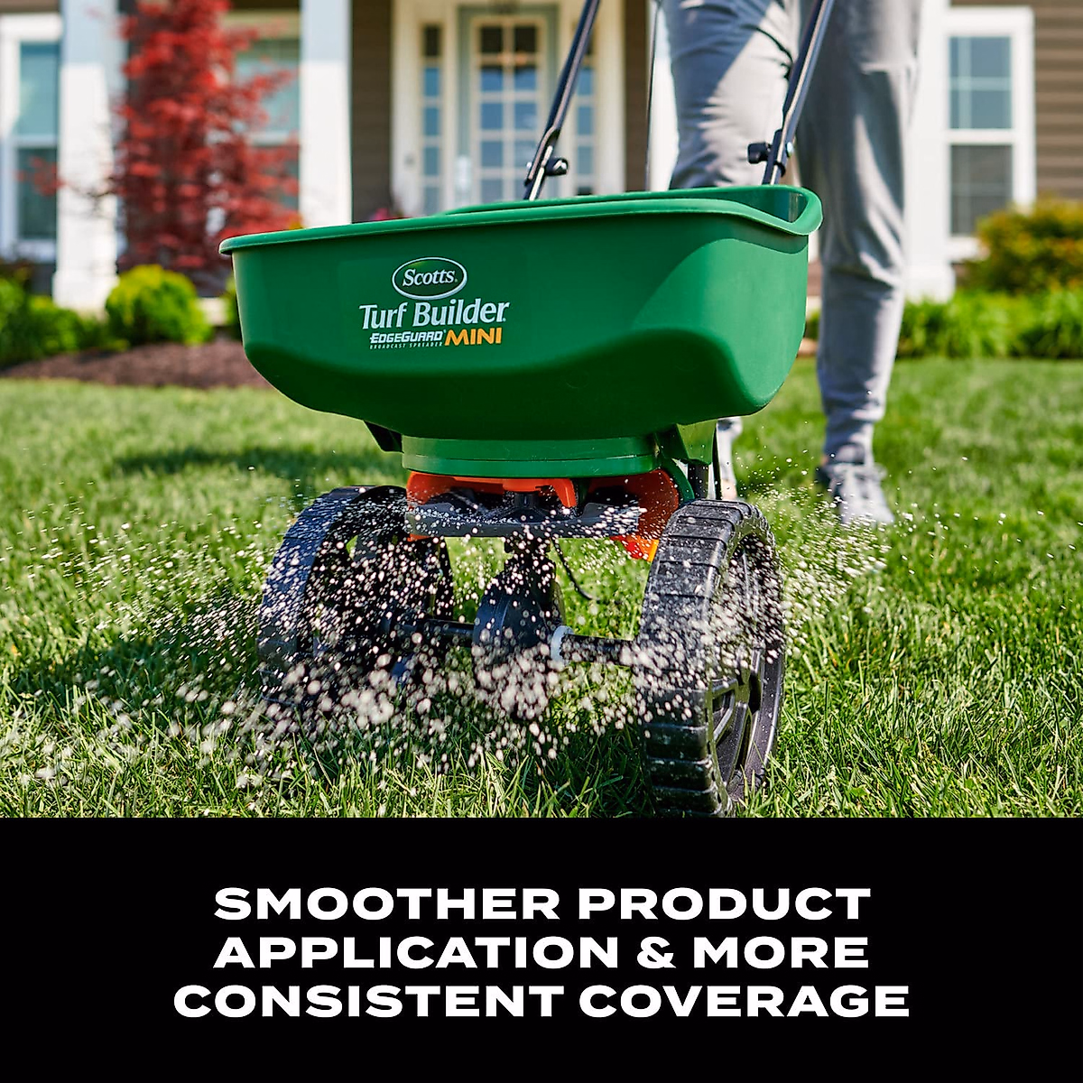 Scotts Turf Builder EdgeGuard Mini Broadcast Spreader - Holds Up to 5,000 sq. ft. of Lawn Product, Green