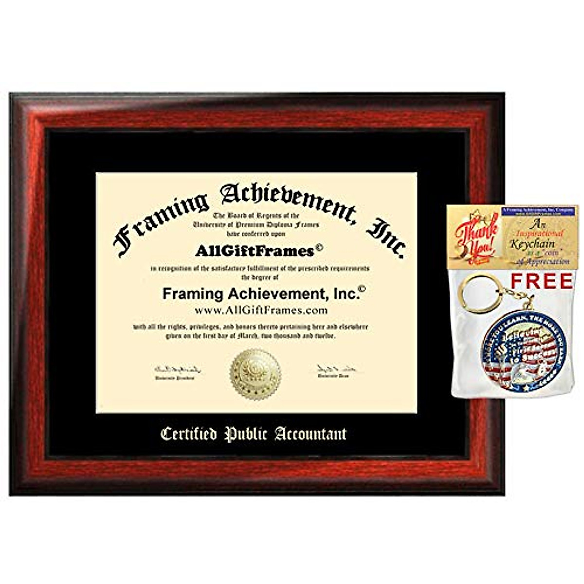 Certified State Board Certification CPA Finance Graduate Certified Public Accountant Gift Passing Exam Emboss Licensing Document Frame Luster Matte Mahogany Plaque Degree Accountancy