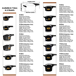 Futura Hawkins 3-Litre Hard Anodized Induction Compatible Pressure Cooker, Small, Black