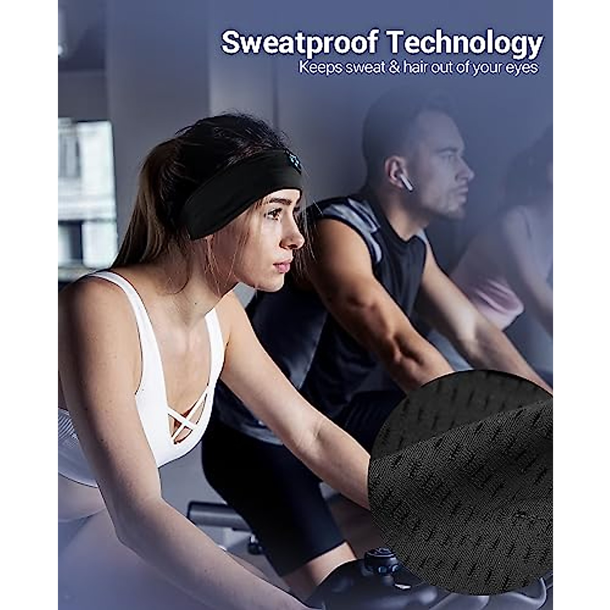 Navly Sleep Headphones, 10Hrs Sports Headband with Soft Cozy Earbuds Comfortable, Headphones Headband with Ultra-Thin HD Stereo Speakers Perfect for Workout,Running,Yoga,Travel
