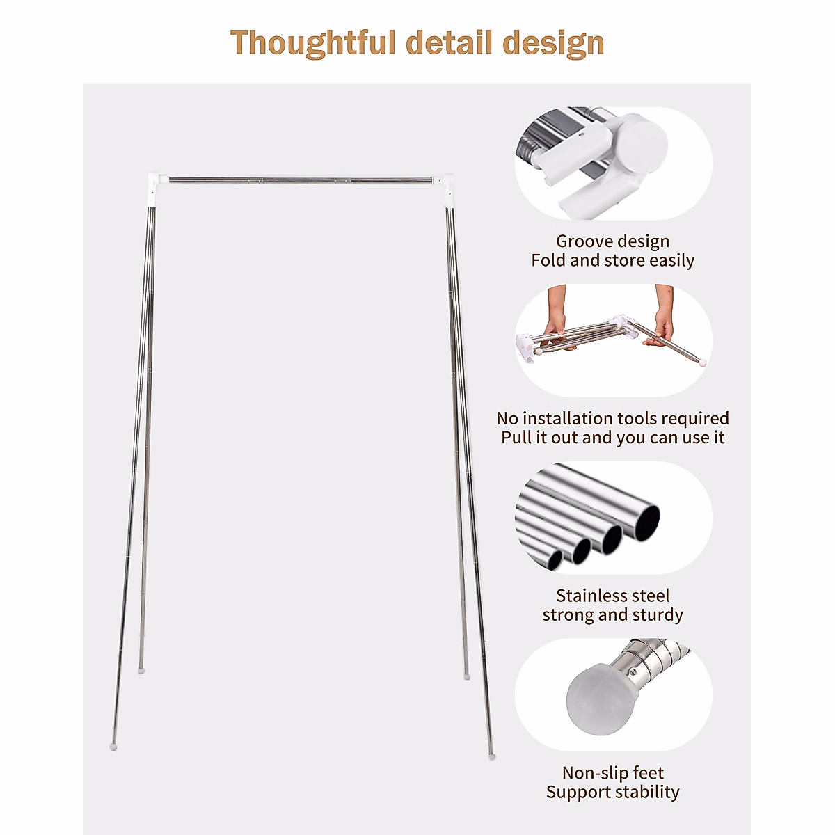 URZCT Travel Garment Rack,Portable and Foldable，Folding Clothes Rack for Dance,Travel,Camping, Drying,RV, Indoor,Outdoor.A Collapsible Mini Clothing Rack.