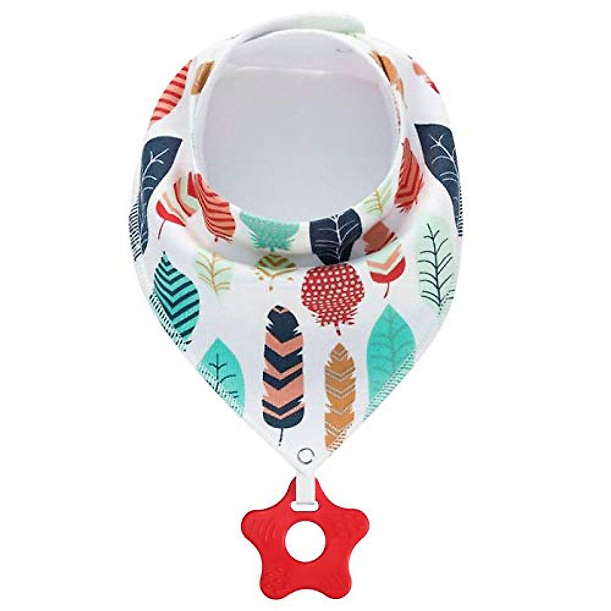 PandaEar Baby Bandana Drool Bibs 6-Pack with Teething Toys, Super Absorbent, 100% Organic Cotton, Neutral Color for Boys & Girls (Neutral)