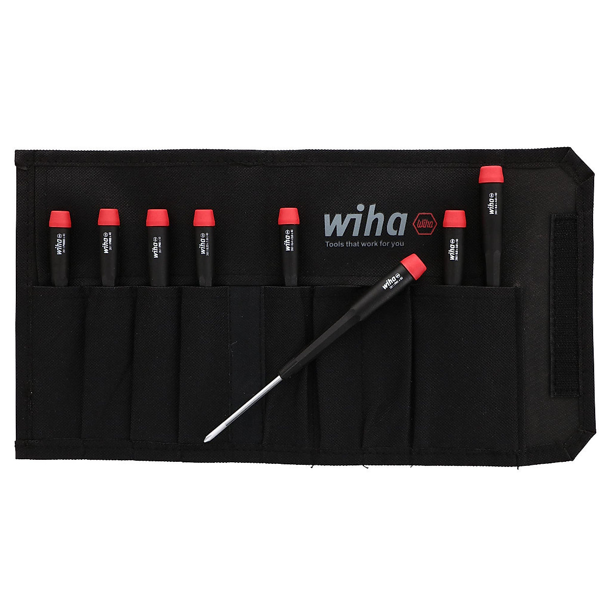 Wiha 26199 Slotted and Phillips Screwdriver Set in Rugged Canvas Pouch, 8 Piece