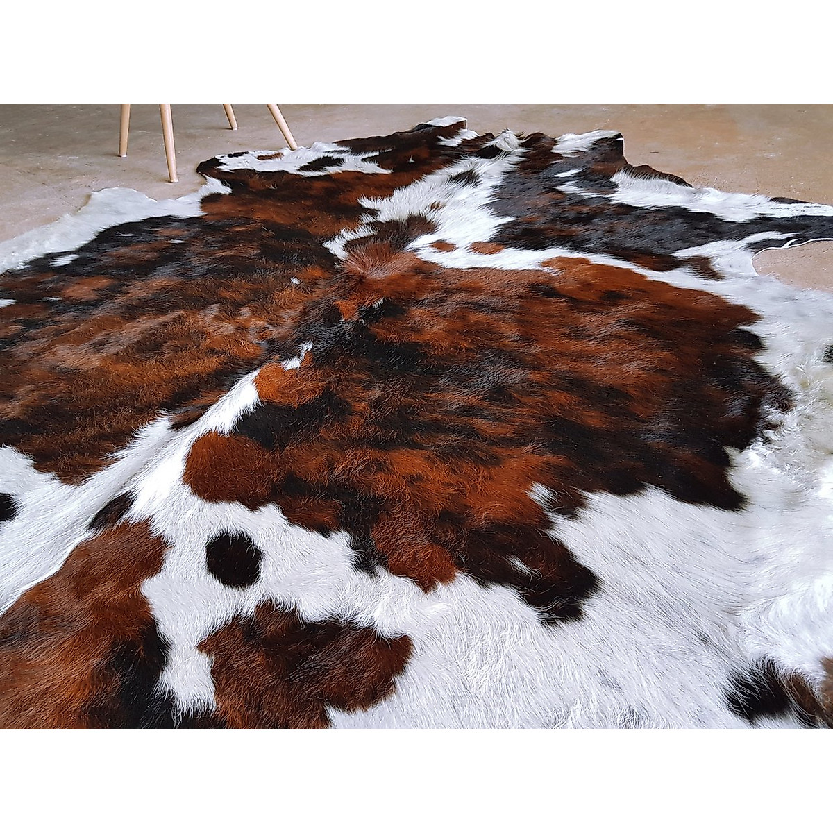 ecowhides 100% Genuine Brazilian Cowhide Rug - Tricolor - Luxury Cowskin Cow Hide Leather Area Rug Home Decor, (XXL) 8 X 7 ft