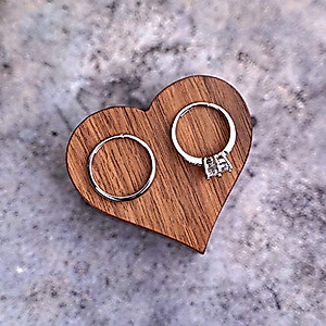 SOFEA Heart Walnut Wood Ring Box Proposal Engagement Ring Holder Jewelry Wooden Box