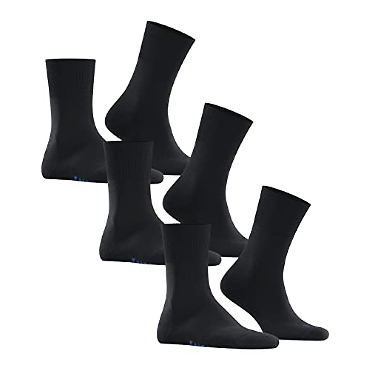 FALKE Unisex Run 3-Pack Socks, Lightweight, Breathable, Skin-Friendly, Cotton, Light Cushion, Classic Athleisure, Black (Black 3000), 9-10, 3 Pairs